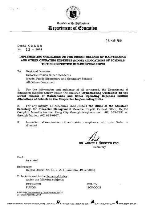 pdf implementing guidelines on the use of mooe fund deped order 2014