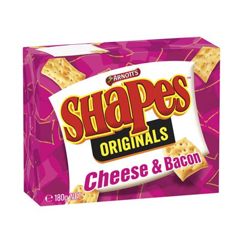 Arnotts Shapes Cheese And Bacon Cracker Biscuits 180g Shop And Dispatch