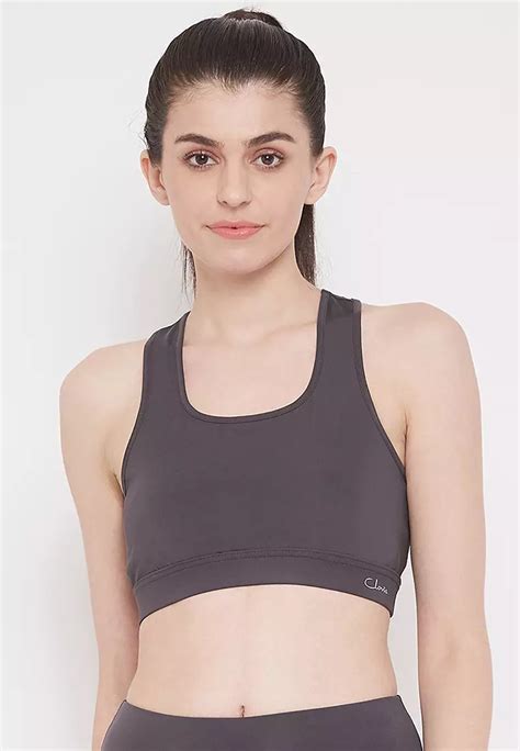 Buy Clovia Clovia Medium Impact Padded Sports Bra With Removable Cups In Dark Grey Online