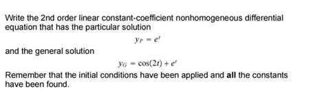 Solved Write The 2nd Order Linear Constant Coefficient