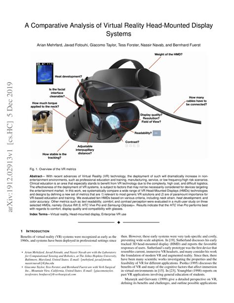Pdf A Comparative Analysis Of Virtual Reality Head Mounted Display