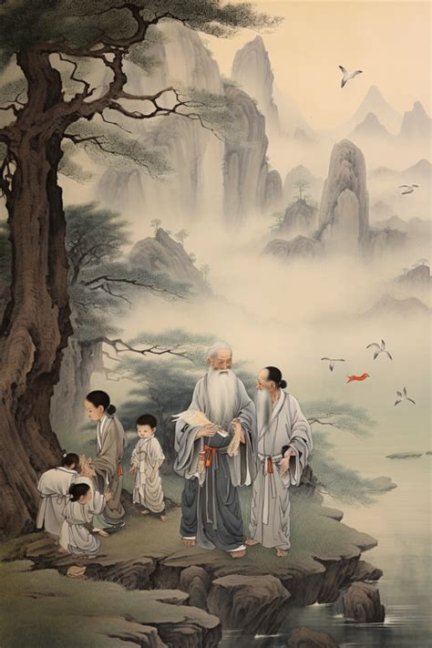 教育培训中国风水墨古风老师学生人物插画