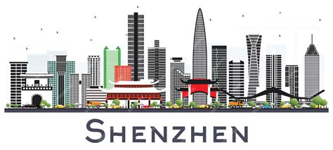 Premium Vector Shenzhen China City Skyline With Color Buildings