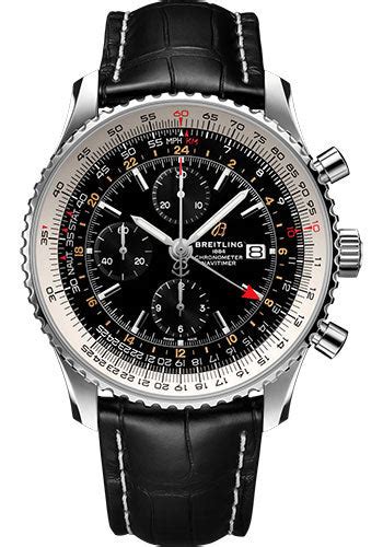 Breitling Navitimer Chronograph Gmt 46 Watch Steel Black Dial Bl