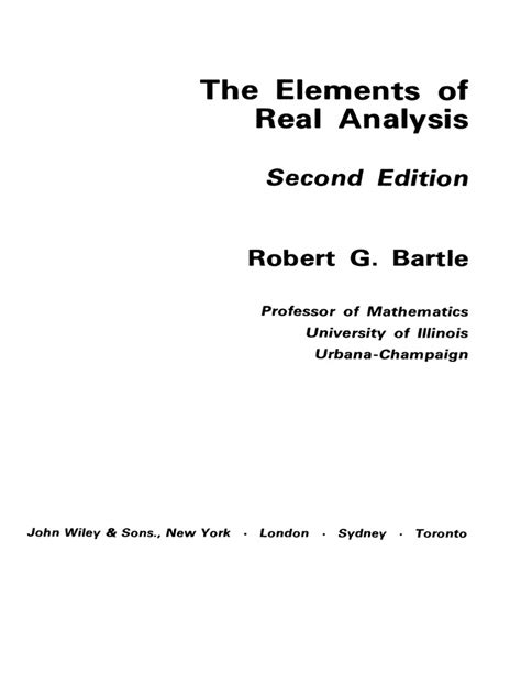 Robert G Bartle The Elements Of Real Analysis Second Edition Wiley