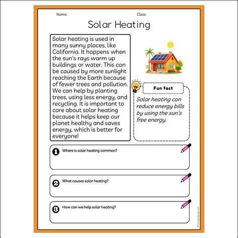 Solar Heating Reading Passage Comprehension Questions Writing Facts