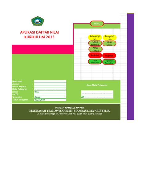 Nilai Guru Mapel 7a Pdf