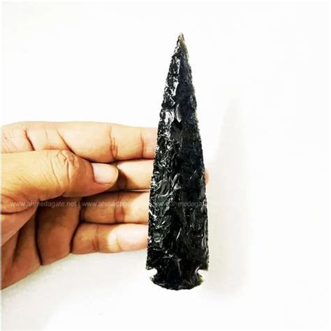 Cresent Black Obsidian Agate Arrowhead 3 Inch Size For Wholesale For