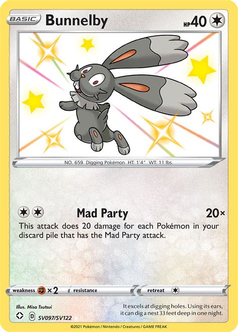 Bunnelby 170 Shining Fates Shiny Vault Card List Pokemon Tcg