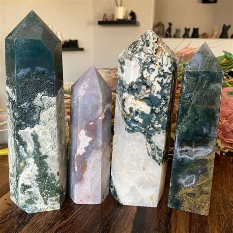 Vintage Moss Agate Tower Etsy