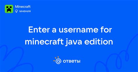 Enter A Username For Minecraft Java Edition Rudi263 Ответы Mail