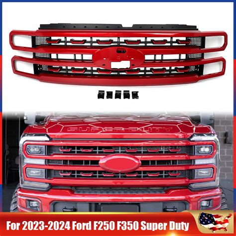 Rapid Red Front Bumper Grille For 2023 2024 Ford F250 F350 Super Duty