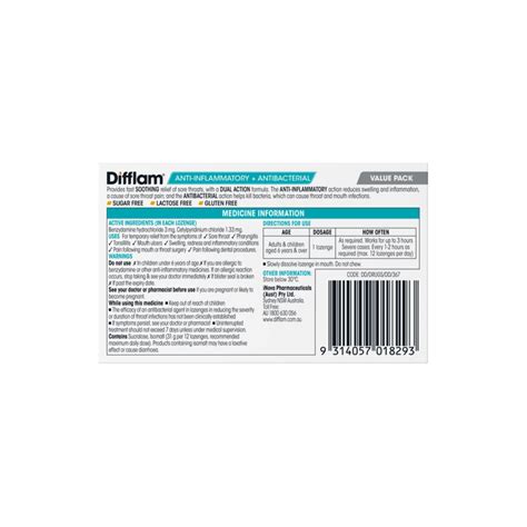 Buy Difflam Lozenge Dual Action Honey Lemon 32 Online At Cincotta