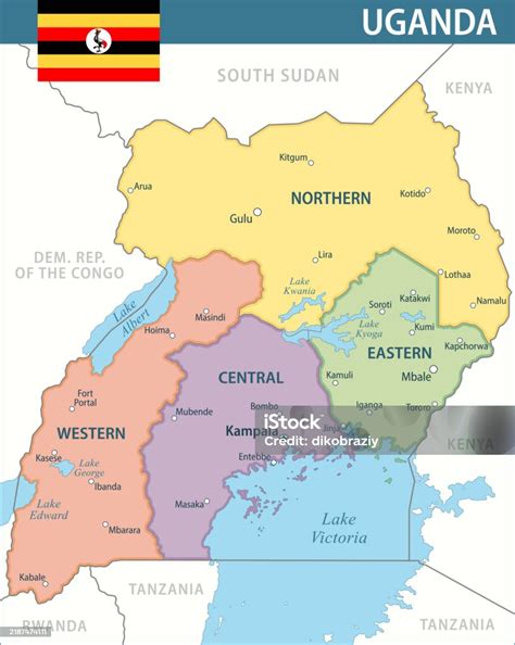 Uganda Map Vector New 2024 Colorful Customizable Layered Political Map