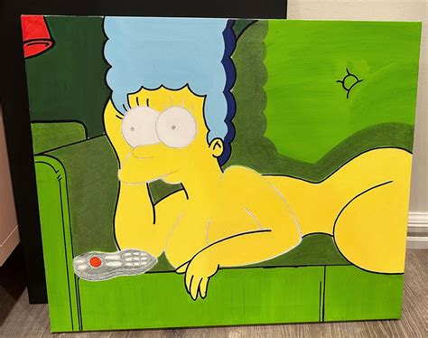 Custom Hand Drawn Marge Simpson Home On Canvas 24x20 Etsy