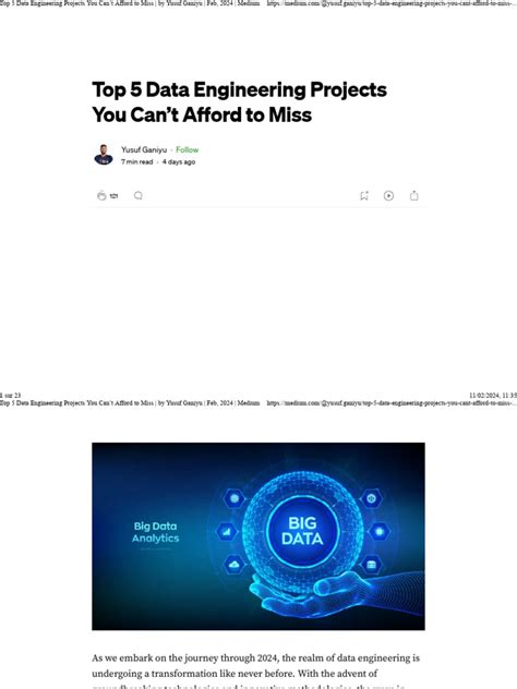 Top 5 Must Do Data Engineering Projects Pdf Cloud Computing