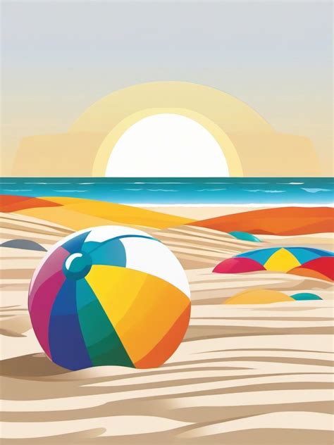 Colorful Beach Ball In The Sand Clipart Vector Style