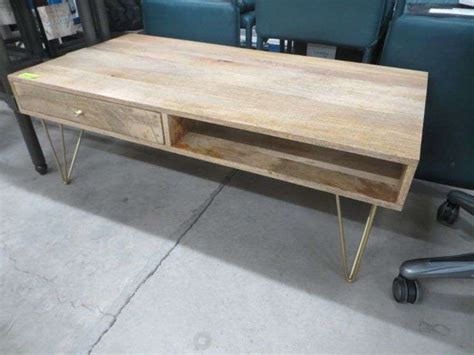 Wooden And Metal Coffee Table With Pass Through Drawer Lambrecht