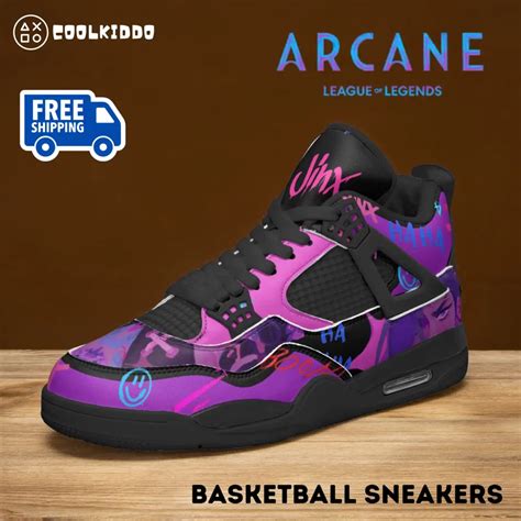 Jinx Arcane Aj4 Basketball Sneakers League Of Leaguends Black Sole