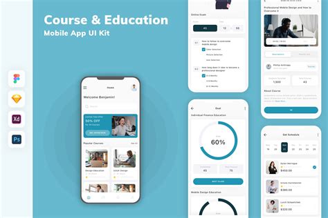 Course And Education Mobile App Ui Kit Ui Kits And Libraries ~ Creative