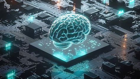 AI Brain on Circuit Board Technology Intelligence Neural Network Computing Digital Brain ...