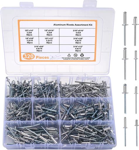 Pop Rivets 190pcs Aluminum Blind Rivet Pack In 8 Sizes3