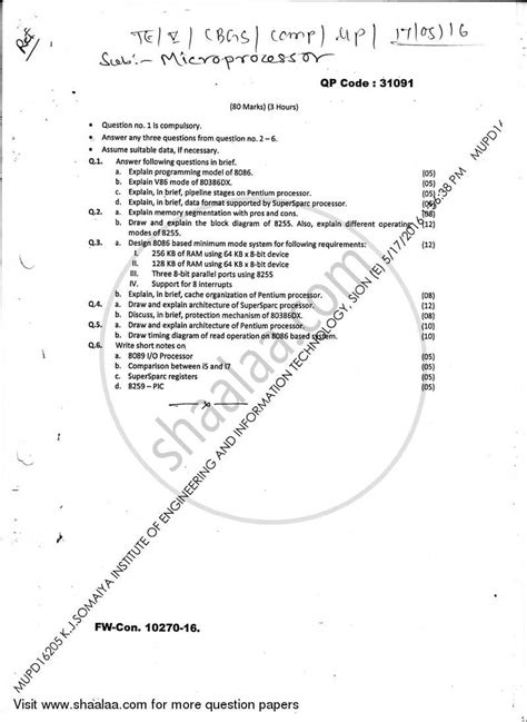 Microprocessors 2015 2016 Be Computer Engineering Semester 5 Te Third