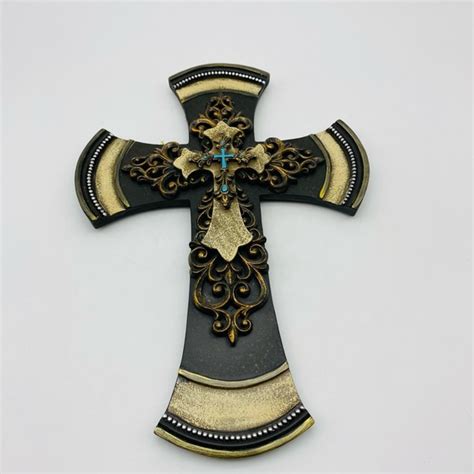Accents Western Wall Cross Brown Green Layerd Floral Classic Prayer