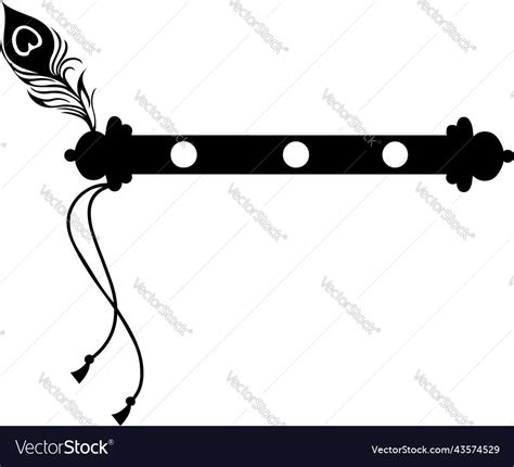 Decorative Classical Flute With Peacock Feather Vector Image