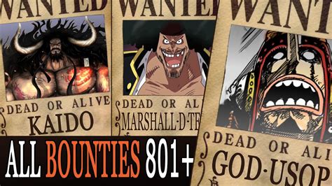 All Bounties Updated To Chapter 801 In One Piece Youtube