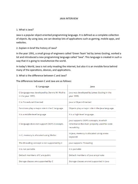 Java Interview Pdf Programming Constructor Object Oriented