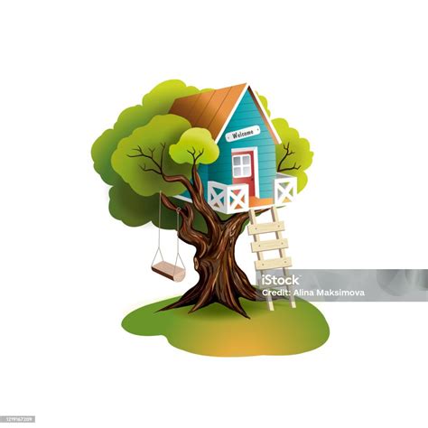 Ilustrații De Stoc Cu Casa Din Copac Casa De Desene Animate Descarca