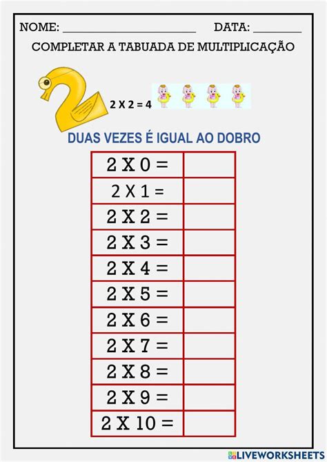 Tabuada De Multiplicar Interactive Worksheet