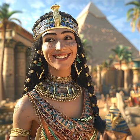 Arafed Woman In Egyptian Costume With A Large Smile On Her Face