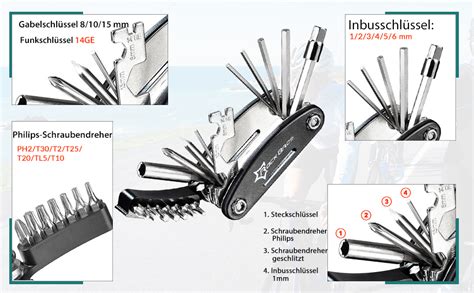 Rockbros Fahrrad Multitools 16 In 1 Fahrrad Reparatur Werkzeug Set