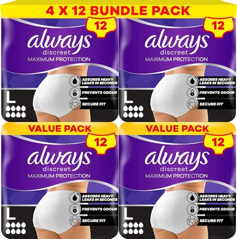 Always Discreet Incontinence Pant Maximum Protection 8 Drops Size L