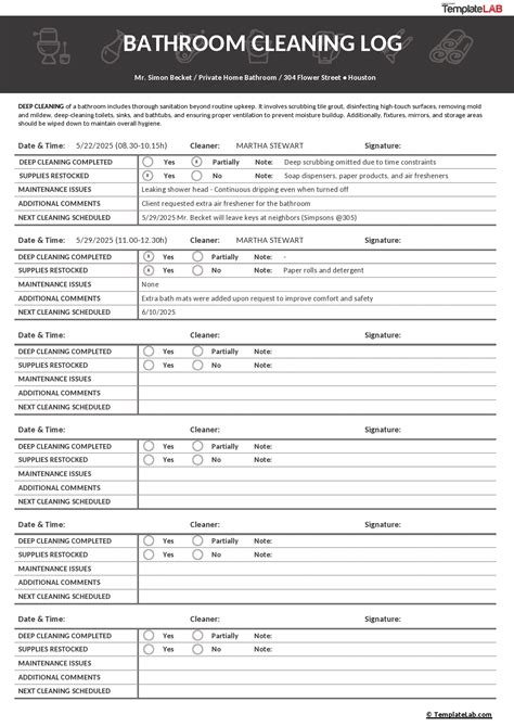 Bathroom Log Printable Free