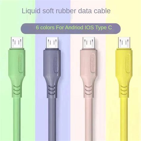 Candy Color Silicone Usb Micro Charger Cable Fast Charger Moble Phone