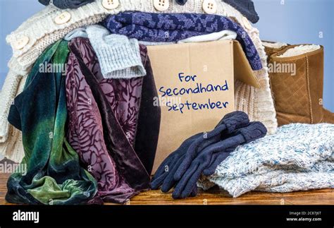 Preloved Clothes In A Box Marked For Second Hand September Reuse