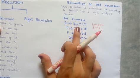 left recursion elimination of left recursion in compiler design youtube