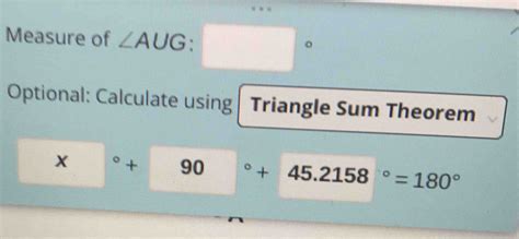Solved Measure Of ∠ Aug ° Optional Calculate Using Triangle Sum