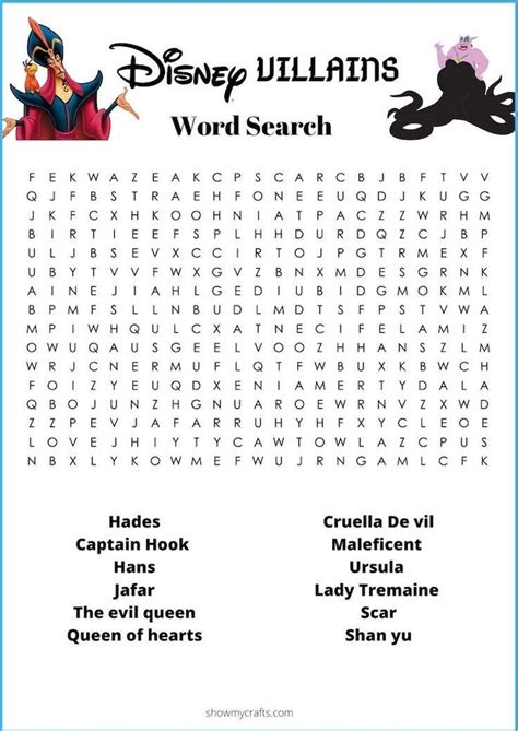 Disney Word Search Free Printable