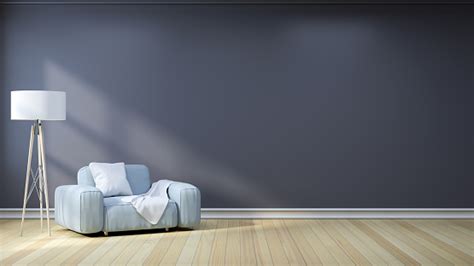 미니멀 한 인테리어 디자인 어두운 회색 벽과 나무 바닥에 램프 밝은 회색 소파 3d 렌더링 0명에 대한 스톡 벡터 아트 및 기타