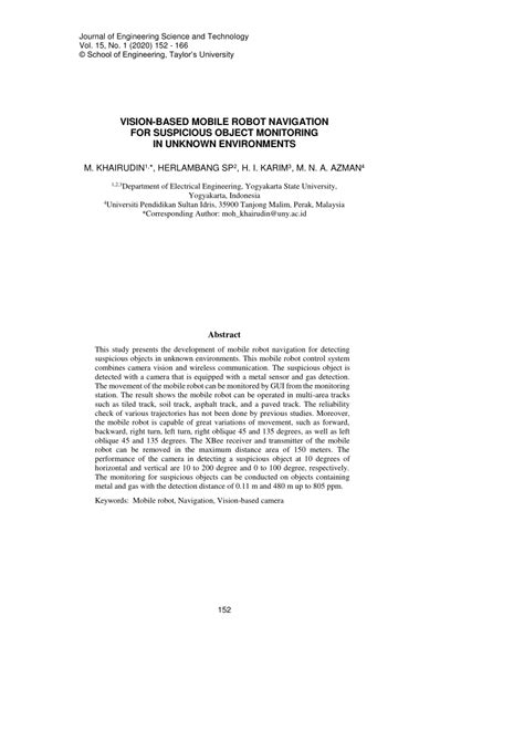 Pdf Vision Based Mobile Robot Navigation For Suspicious Object