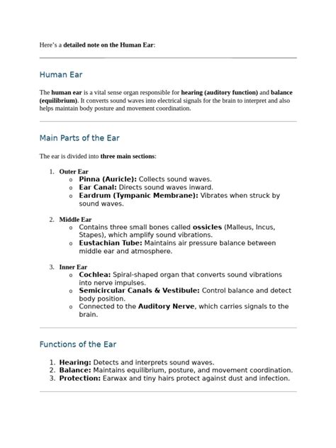 Anatomy And Functions Of The Human Ear Pdf