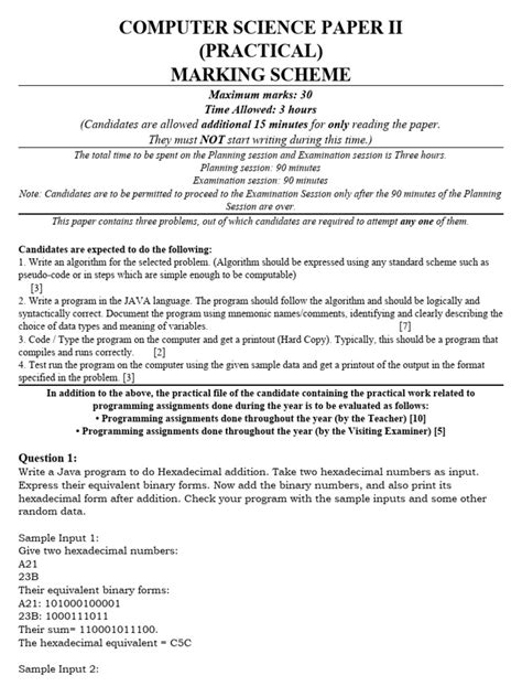 Computer Science Paper Ii Marking Scheme Pdf Scheme Programming