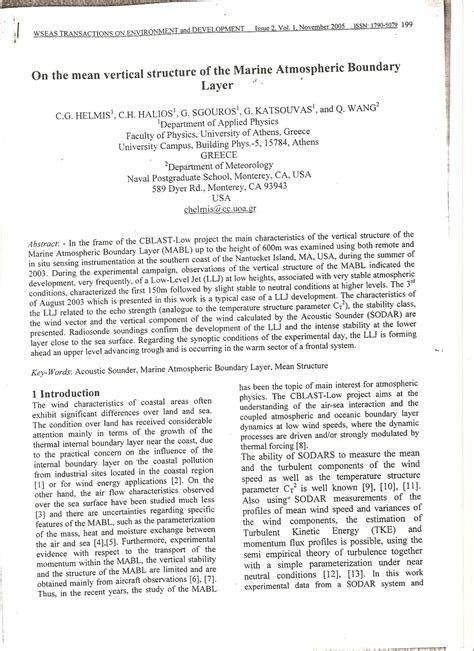 Pdf On The Mean Vertical Structure Of The Marine Atmospheric Boundary