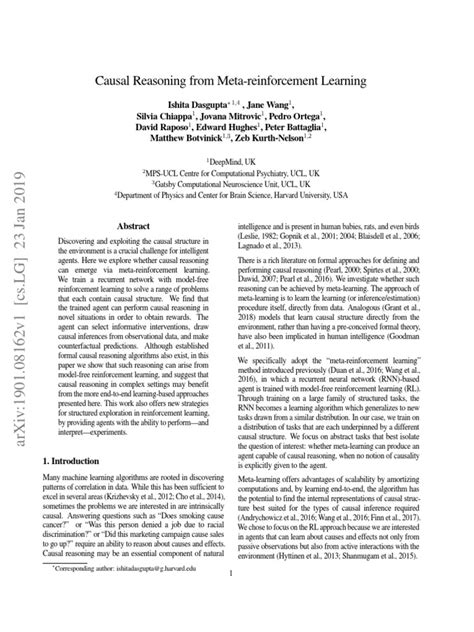 Causal Reasoning From Meta Reinforcement Learning Pdf Confounding Causality