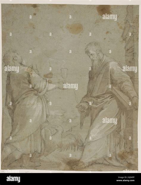 Drawing By Jacopo Bassano Depicting Saints John The Evangelist And