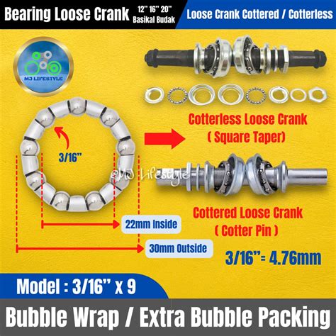 🔥 𝟏 𝑷𝒄𝒔 𝑩𝒖𝒍𝒂𝒕 3 16” X 9 𝐏𝐫𝐞𝐦𝐢𝐮𝐦 16” 20” Bicycle Loose Crank Bearing
